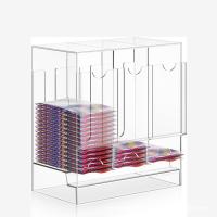 China 6-Grid Acrylic Pokémon Booster Pack Display Rack, Trading Card Booster Storage Organizer with Dust Cover Lid, TCG Card Separate Display Case for sale