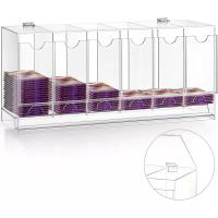 China 6-Grid Acrylic Pokémon Booster Pack Display Rack, Trading Card Booster Storage Organizer with Dust Cover Lid, TCG Card Separate Display Case for sale