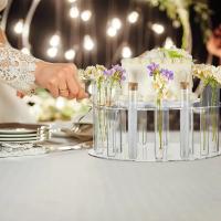China Acrylic cake stand, glass flower vases, transparent round test tube flower rack, dessert display stand for weddings and parties for sale