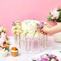 China Acrylic cake stand, glass flower vases, transparent round test tube flower rack, dessert display stand for weddings and parties for sale