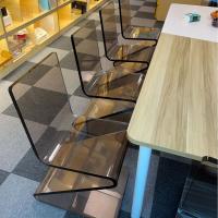 China Dark Tea Z-Shaped Acrylic Dining Chair for Living Room, Light Luxury Backrest Acrylic Furniture for Internet-Famous Restaurants and Hotels for sale
