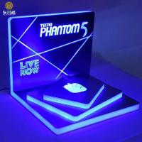 China Illuminated Acrylic Phone Display Stand, LED Lighted Digital Product Counter Display Rack for Brand Stores, Smartphone Demo Booth with Holographic Effect for sale