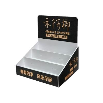 China Two-tier stepped supermarket counter display stand made of PVC foam board for daily chemical promotion, layered design and customizable for sale