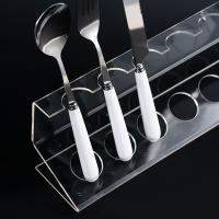 China 6 Slots Clear Acrylic Cutlery Display Stand, Countertop Silverware Holder Rack for Restaurant Tableware, Flatware Spoon Fork Knife Retail Display Organizer for sale