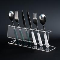 China 6 Slots Clear Acrylic Cutlery Display Stand, Countertop Silverware Holder Rack for Restaurant Tableware, Flatware Spoon Fork Knife Retail Display Organizer for sale