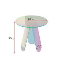 China Iridescent Rainbow Acrylic Round Side Table, Transparent Holographic Accent End Table with 3 Triangle Legs, Modern Aesthetic Coffee Table for Bedroom Salon Decor for sale