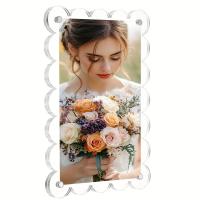 China Wavy Scalloped Edge Acrylic Magnetic Photo Frame, Double Sided Floating Clear Picture Frame, Horizontal & Vertical Tabletop Display Frame for Family Wedding Photos for sale