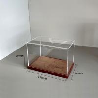 China Clear Acrylic Display Case with Wooden Leather Base, Dustproof Collectible Figure Storage Box, Stackable Transparent Display Cube for Figurines, Models & Jewelry for sale