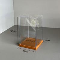 China Clear Acrylic Display Case with Wooden Leather Base, Dustproof Collectible Figure Storage Box, Stackable Transparent Display Cube for Figurines, Models & Jewelry for sale