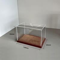 China Clear Acrylic Display Case with Wooden Leather Base, Dustproof Collectible Figure Storage Box, Stackable Transparent Display Cube for Figurines, Models & Jewelry for sale
