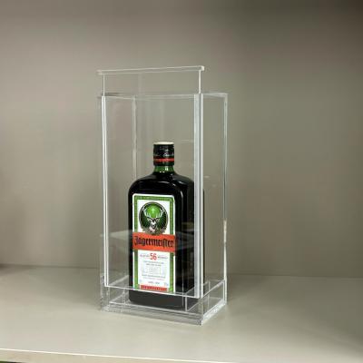 China Clear Acrylic Liquor Bottle Display Box, Dustproof Single Wine Bottle Storage Case, Transparent Acrylic Display Cube for Bar, Retail Shop Alcohol Bottle Showcase for sale