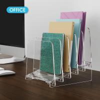 China Clear Acrylic Desk Organizer Set, L-shaped Double Slot Bookends & A4 Hanging File Folder Storage Box, Transparent Office Paper Magazine Document Holder for Office Home Desktop Storage for sale