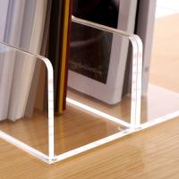 China Clear Acrylic Desk Organizer Set, L-shaped Double Slot Bookends & A4 Hanging File Folder Storage Box, Transparent Office Paper Magazine Document Holder for Office Home Desktop Storage for sale