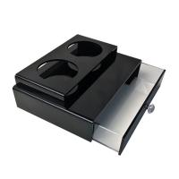 China Black Acrylic 2 Cup Holder with Drawer, Multi-functional Bar Desktop Storage Organizer for Hotel KTV Club for sale