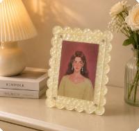 China Tortoiseshell Scalloped Wavy Edge Acrylic Magnetic Photo Frame, Double Clear Floating Picture Frame, Tabletop Decor Frame for Wedding Family Portrait Photos for sale