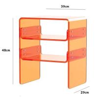 China Clear Acrylic Nightstand 2 Tier Open Storage Side Table Modern Transparent End Table for Bedroom Living Room Decor for sale