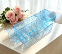 China Rainbow Acrylic Long Flower Box Multi-hole Rose Display Stand Wedding Table Decor Acrylic Floral Container for sale