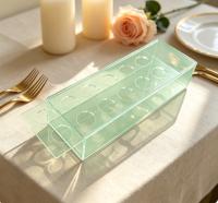 China Rainbow Acrylic Long Flower Box Multi-hole Rose Display Stand Wedding Table Decor Acrylic Floral Container for sale