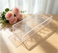 China Rainbow Acrylic Long Flower Box Multi-hole Rose Display Stand Wedding Table Decor Acrylic Floral Container for sale