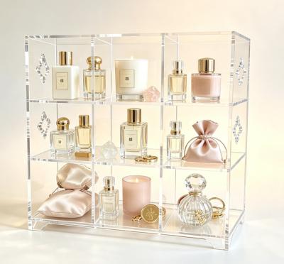 China Acrylic 9 Grid Display Cabinet, Clear Cube Organizer for Crystals, Perfume, Jewelry & Collectibles for sale