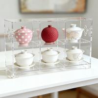 China Clear Acrylic 6 Compartment Display Stand, Luxury Desktop Organizer for Perfume, Jewelry, Teaware & Premium Collectibles for sale
