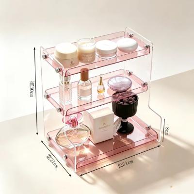 China Three-tier Detachable Acrylic Storage Rack for Bathroom Supplies, Cosmetics, Toiletries and Skincare Products for sale