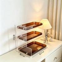 China Three-tier Detachable Acrylic Storage Rack for Bathroom Supplies, Cosmetics, Toiletries and Skincare Products for sale
