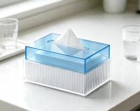 China Ripple Clear Acrylic Tissue Box Cover, Decorative Water Wave Tissue Holder for Bathroom, Bedroom, Kitchen & Office Desk for sale
