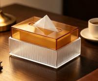 China Ripple Clear Acrylic Tissue Box Cover, Decorative Water Wave Tissue Holder for Bathroom, Bedroom, Kitchen & Office Desk for sale