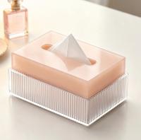 China Ripple Clear Acrylic Tissue Box Cover, Decorative Water Wave Tissue Holder for Bathroom, Bedroom, Kitchen & Office Desk for sale