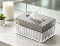 China Ripple Clear Acrylic Tissue Box Cover, Decorative Water Wave Tissue Holder for Bathroom, Bedroom, Kitchen & Office Desk for sale