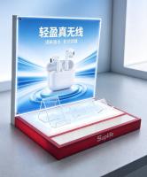 China Custom LED Backlit Acrylic Display Stand | 3C Electronics & TWS Earbuds Counter Showcase for sale