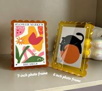China Colorful Wavy Acrylic Photo Frame Stand, Transparent Magnetic Decorative Frame for Displaying Polaroid Photos and Postcards for sale
