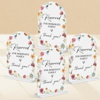 China Acrylic table number cards, QR code printable standing signs, table card display stands for birthday party table seating decorations for sale