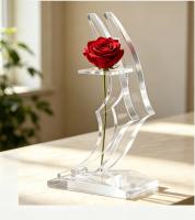 China Acrylic Rose Display Stand, Clear Freestanding Single Rose Holder for Flower Arrangement Home Decor for sale