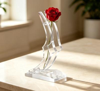 China Acrylic Rose Display Stand, Clear Freestanding Single Rose Holder for Flower Arrangement Home Decor for sale