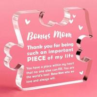 China Clear Acrylic Puzzle Shaped Plaque Gift for Mom, Mother’s Day Freestanding Decorative Sign for sale