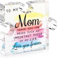 China Clear Acrylic Puzzle Shaped Plaque Gift for Mom, Mother’s Day Freestanding Decorative Sign for sale