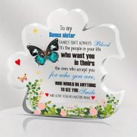 China Clear Acrylic Puzzle Shaped Plaque Gift for Mom, Mother’s Day Freestanding Decorative Sign for sale