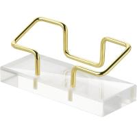 China Clear Acrylic Base Metal Wire Business Card Holder, Modern Desktop Name Card Display Stand for Office & Reception for sale