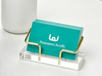 China Clear Acrylic Base Metal Wire Business Card Holder, Modern Desktop Name Card Display Stand for Office & Reception for sale