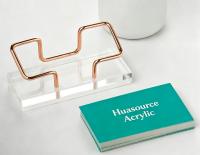 China Clear Acrylic Base Metal Wire Business Card Holder, Modern Desktop Name Card Display Stand for Office & Reception for sale