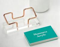 China Clear Acrylic Base Metal Wire Business Card Holder, Modern Desktop Name Card Display Stand for Office & Reception for sale