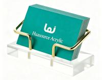China Clear Acrylic Base Metal Wire Business Card Holder, Modern Desktop Name Card Display Stand for Office & Reception for sale