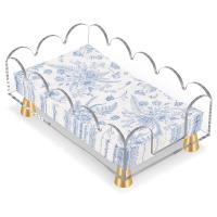 China Scalloped Edge Clear Acrylic Napkin Holder with Gold Legs, Rectangular Table Napkin Caddy for Kitchen Dining Table Deco for sale