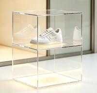China Custom LED Lighted Acrylic Shoe Display Case With Adjustable Leveling Feet for sale