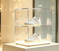 China Custom LED Lighted Acrylic Shoe Display Case With Adjustable Leveling Feet for sale