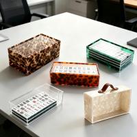China Custom Acrylic Mahjong Storage Box Sliding Lid Game Tile Organizer, Multi‑Color Acrylic Game Card Chip Container for Home Game Room for sale