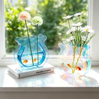 China Fish Shaped Acrylic Vase | Clear Flower Vase & Mini Fish Bowl | Modern Table Centerpiece for Wedding, Home & Office Decor for sale