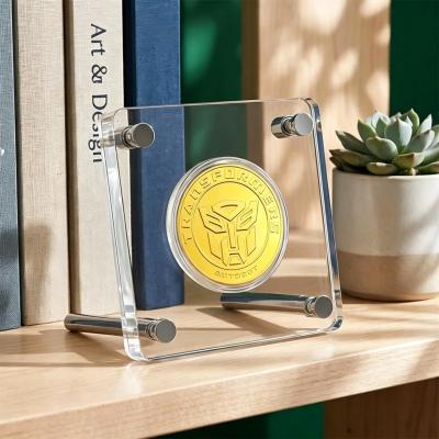 China Light Luxury Transparent Acrylic Display Box, Magnetic Storage Case for Badges, Slotted Standee, Card Brick Display Stand, Jewelry and Gold Coins for sale